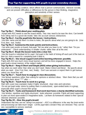 Preparing an autism friendly secondary classroom - Reachout ASC - Lynn ...